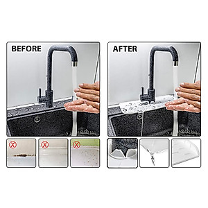 2 Pcs White Silicone Faucet Handle Drip Catcher Tray - Drip Catcher for Sink Faucet – Kitchen Faucet Drip Mat - Sink Faucet Splash Guard - Faucet Pad - Counter Faucet Mat - Silicone Sink Protector.