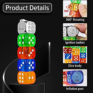 Dice Cool Lighter with Flashing Light,Windproof Jet Flame Refillable Butane Lighter,Novelty Torch Lighter Random Color,Valentines Day Gifts for Men Boyfriend on Birthday,Christmas(Without Butane)