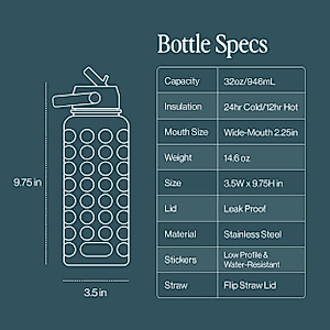 National Parks Water Bottle with Stickers Kit, Adventure Flask with Straw, Waterproof Stickers for Water Bottle, Insulated Stainless Steel 32oz (Tan)