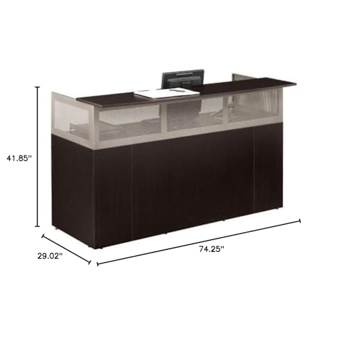 NBF Modern Reception Desk with Counter - 72" W x 29" D Durable Retail Checkout Counter - Floating Top Front Desk Reception Counter - Countertop Welcome Desk for Office Lobby Salon Store (Gray)