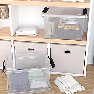 Vadidiya 24 Quart Clear Storage Box with Wheels, 4-Pack Clear Plastic Storage Bin with Lids