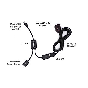 Inteset USB 2.0 & Micro USB OTG Y Cable for Controlling The F-TV Stick, Pendent, or Cube, Supports Wireless Keyboards and The IReTV for Universal Remote Control. (IReTV not Included)