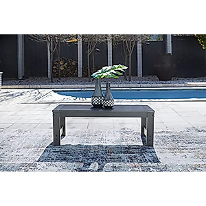 Signature Design by Ashley Amora Outdoor HDPE Patio Coffee Table, Charcoal Gray