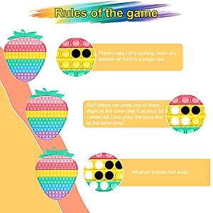 Pop Fidget Sensory Toys, Big Size Jumbo Strawberry Pop Toys Huge 112 Bubbles Push it Bubble Toy Cute Colourful Game Anxiety Stress Reliever Silicone Squeeze Toy Pop Sound for Girls Kids Adults Gifts