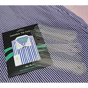 WINGKIND Invisible Tie Stays Tie Keeper Tie Clip, Great Alternative to Tie Tacks or Tie Bars (Pack of 10)