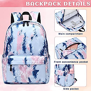 Lohol Lightweight Galaxy Backpacks for Teen Kids Girls Teens, Water Resistance Daypack for Travel, School (Tie dye Blue)