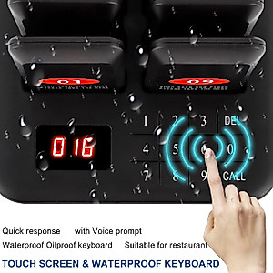 Hanchen Restaurant Pager System Social Distancing Buzzer Wireless Calling System Max 999 Nursery Pager Set Vibration 16 Waiting Buzzers for Church Clinic Food Truck Hospital (Wine red)