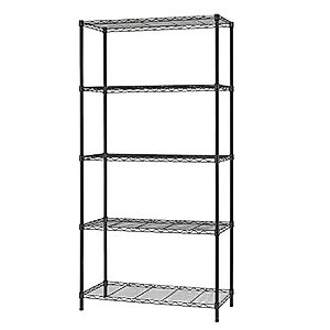 14" D×36" W×72" H Wire Shelving Unit Commercial Metal Shelf with 5 Tier Adjustable Layer Rack Strong Steel for Restaurant , Pantry, Kitchen Garage，Black