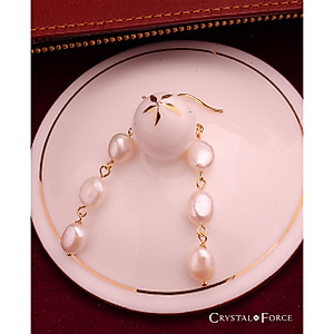 Long Pearl Earrings for Women 14K Gold Plated Sterling Silver Baroque Pearl Dangle Drop Earrings With Elegant Hook (Drop)