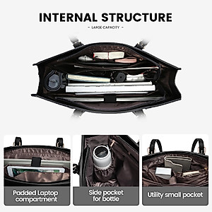 LOVEVOOK Laptop Bag for Women 15.6 inch Waterproof Work Tote Bag Briefcase with USB Charging Port PU Leather Computer Handbag Shoulder Bag Large Professional Teacher Bag for Travel Business School