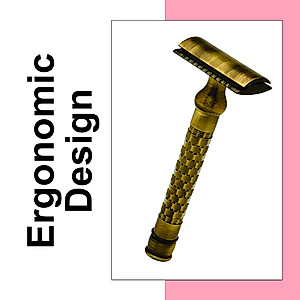 Pearl Shaving Double Edge Close Comb Safety Razor made with Brass metal- Premium DE Shaving Razor | Heavy Duty Razor Handle | Classic & Traditional Razor | Shaving Kit for Men| Father's day Gift