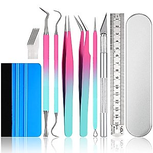 13 Pieces Weeding Silhouette Tools Kit, Craft Vinyl Weeding Tools Lettering Vinyl Tool Kit Stainless Steel Silhouette Accessories Craft Knife Ruler Vinyl Scraper for Vinyl Crafts DIY Paper Cameo