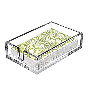 CY craft Acrylic Guest Towel Napkin Holder,Clear Bathroom Paper Hand Towels Storage Tray Modern Buffet Napkin Caddy,Fancy Flat Napkin Holders For Kitchen or Dining Room,9x5.5x2.5 Inch,Pack of 1