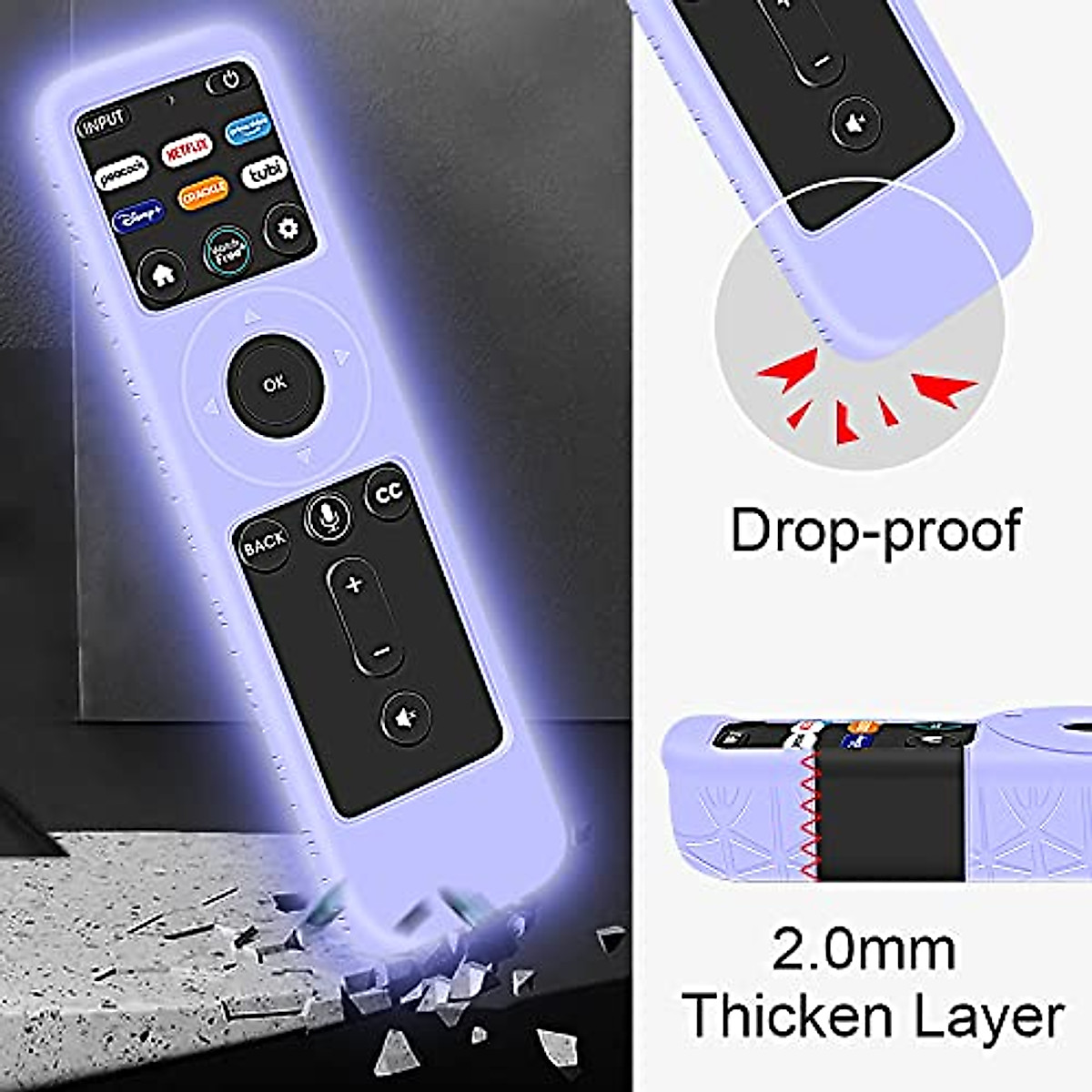 [3Pcs] Glowing Covers Case for Vizio XRT260 4K Voice Remote 2021 Model, Silicone Protective Case for Vizio Remote,Anti-Slip & Shockproof Remote Battery Back Replacement Covers Protector Skin Holder