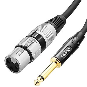 tisino Female XLR to 1/4 (6.35mm) TS Mono Jack Unbalanced Microphone Cable Mic Cord for Dynamic Microphone - 6.6 FT/2 Meters