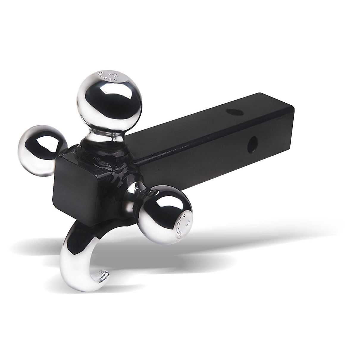 Stehlen 642167819264 Universal Trailer Hitch 3-in-1 Loaded Tri-Ball Mount with Hook Receiver 2" - Silver with Polished Chrome