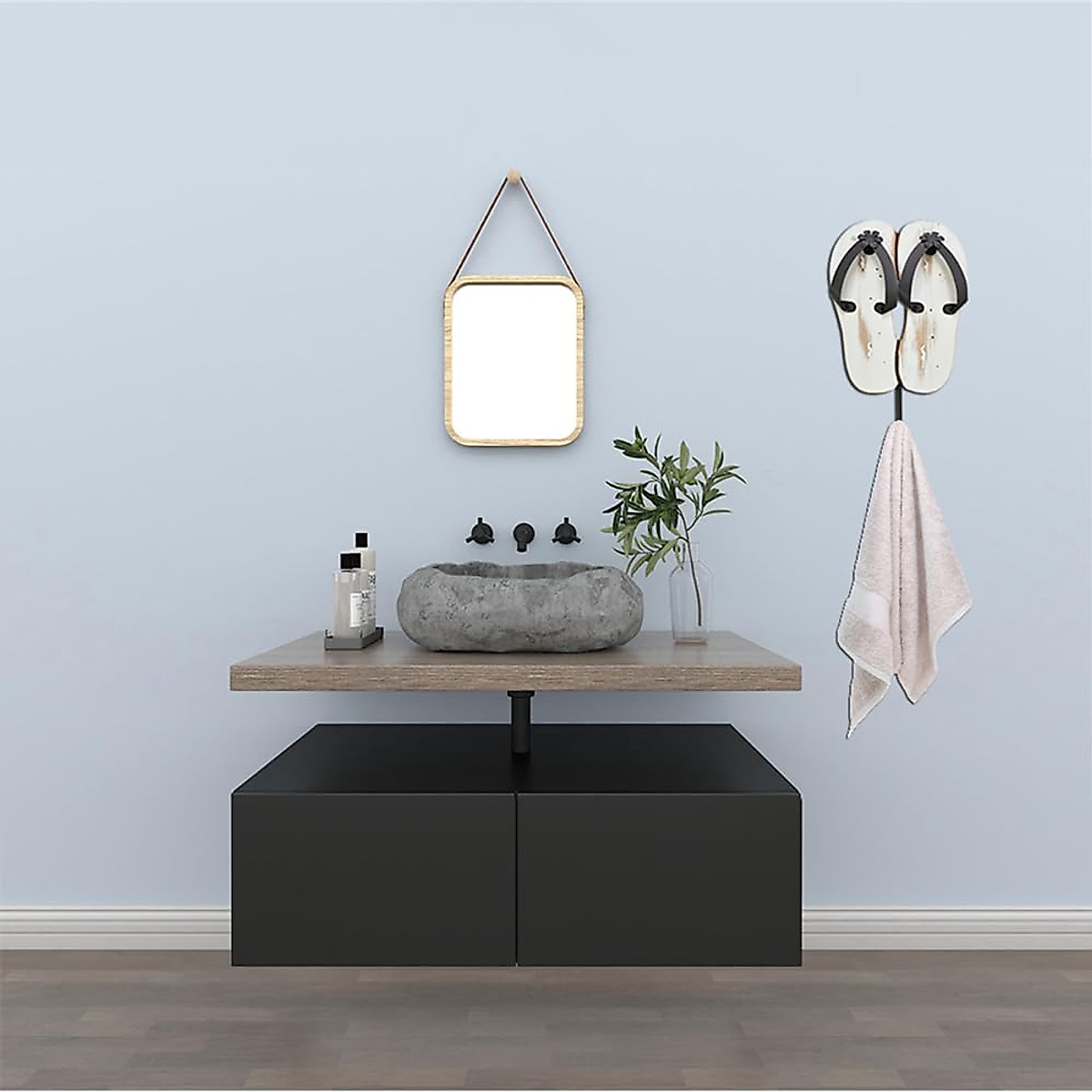 Veclotch Beach Themed Flip Flop Wall Mounted Coat Hooks Towel Rack,Solid Fir Wood Sandal Slipper Shaped Hanging Ornament Nautical Wall Hook Hanger for Bathroom Bedroom Living Room