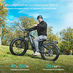 HAOQI Eagle Electric Bike, Peak 1000W Motor All-Terrain Ebike 48V 20AH Removable Battery up to 80 Miles 28MPH 26" * 4" Fat Tire Front Suspension Electric Mountain Bike for Adults 7-Speed