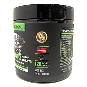 Good Dog! Hemp Chews for Dogs - Max Strength Organic Hemp for Max Calming and Anxiety Relief in Any Stressful Situation - 120 Soft Hemp Relaxant Chews for Dogs