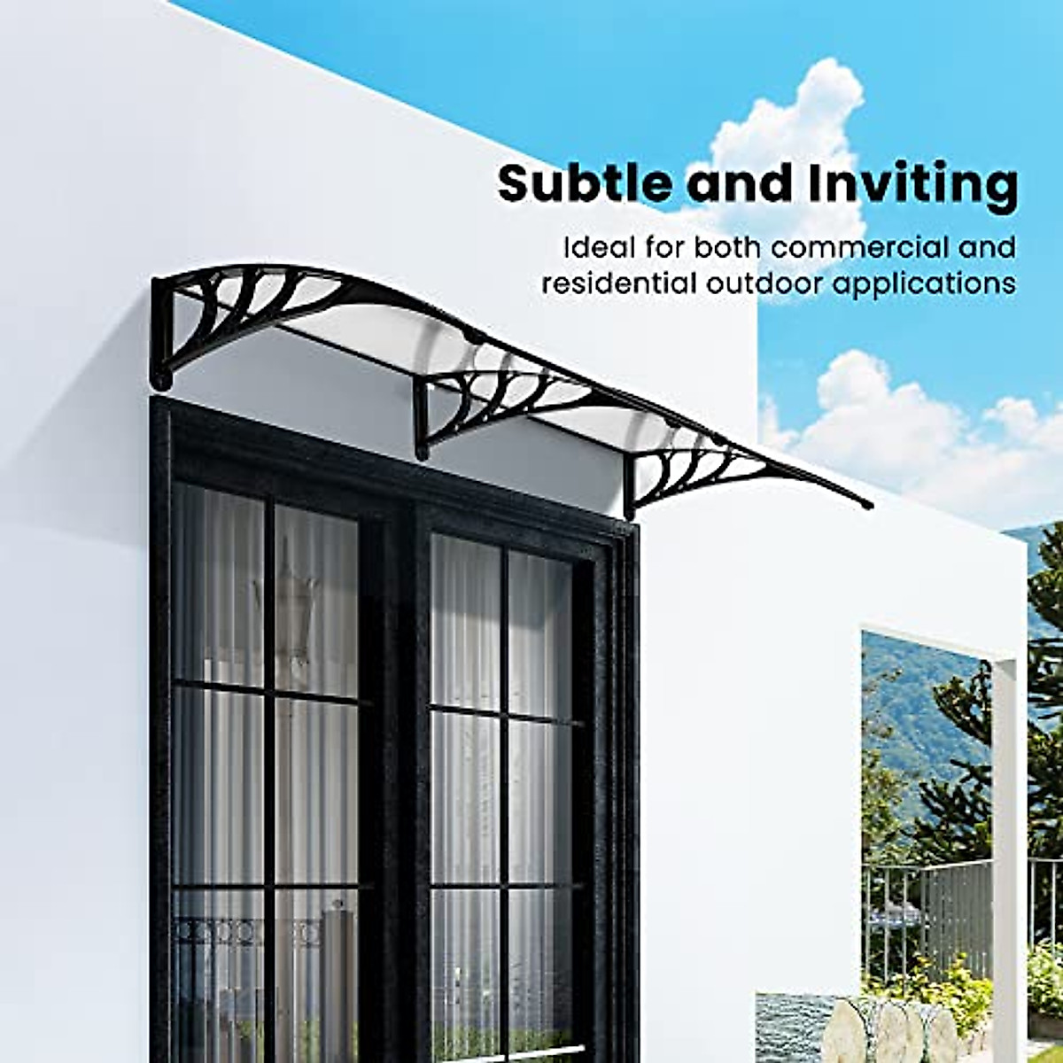 VIVOHOME Polycarbonate Window Door Awning Canopy Transparent with Black Bracket 40 Inch x 80 Inch