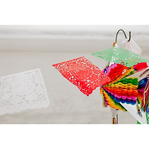 TexMex Fun Stuff - Mexican Banner Decorations, Mexican Party Decorations, Mexican Banner Papel Picado, Virgin of Guadalupe, Paper, 14 x 9 Inches per Flag, Set of 2