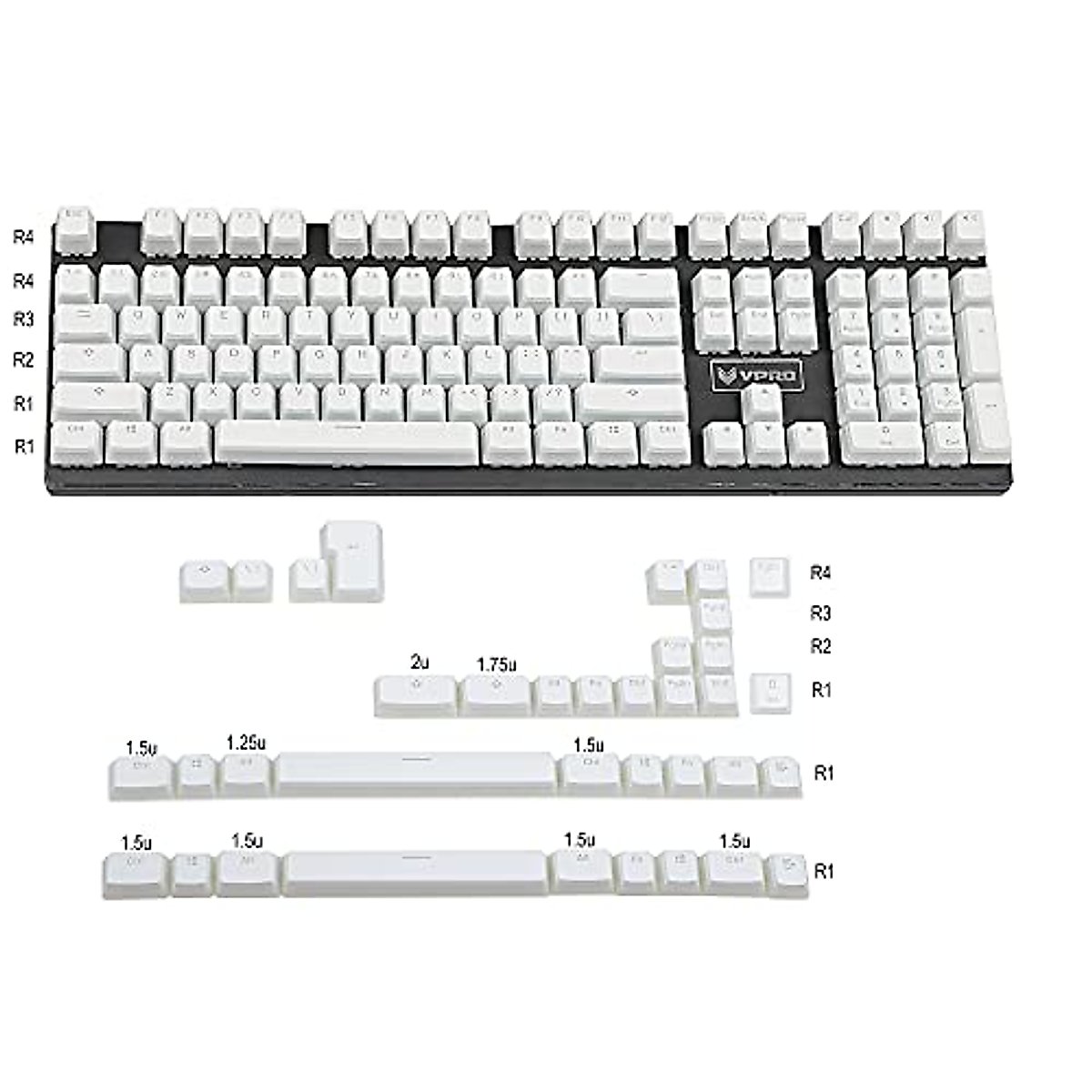 YMDK ANSI ISO PBT Doubleshot Shine Through Pudding Keycaps Suitable for MX Mechanical Keyboard Corsair Razer DK SF KBD75 68 Keychron (White Pudding Full Set)