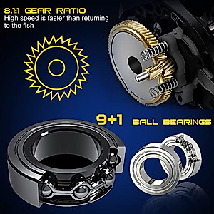 One Bass Fishing Rod Reel Combo, Baitcasting Fishing Pole with Graphite 2Pc Blanks - Blue -Right Handed - 6'