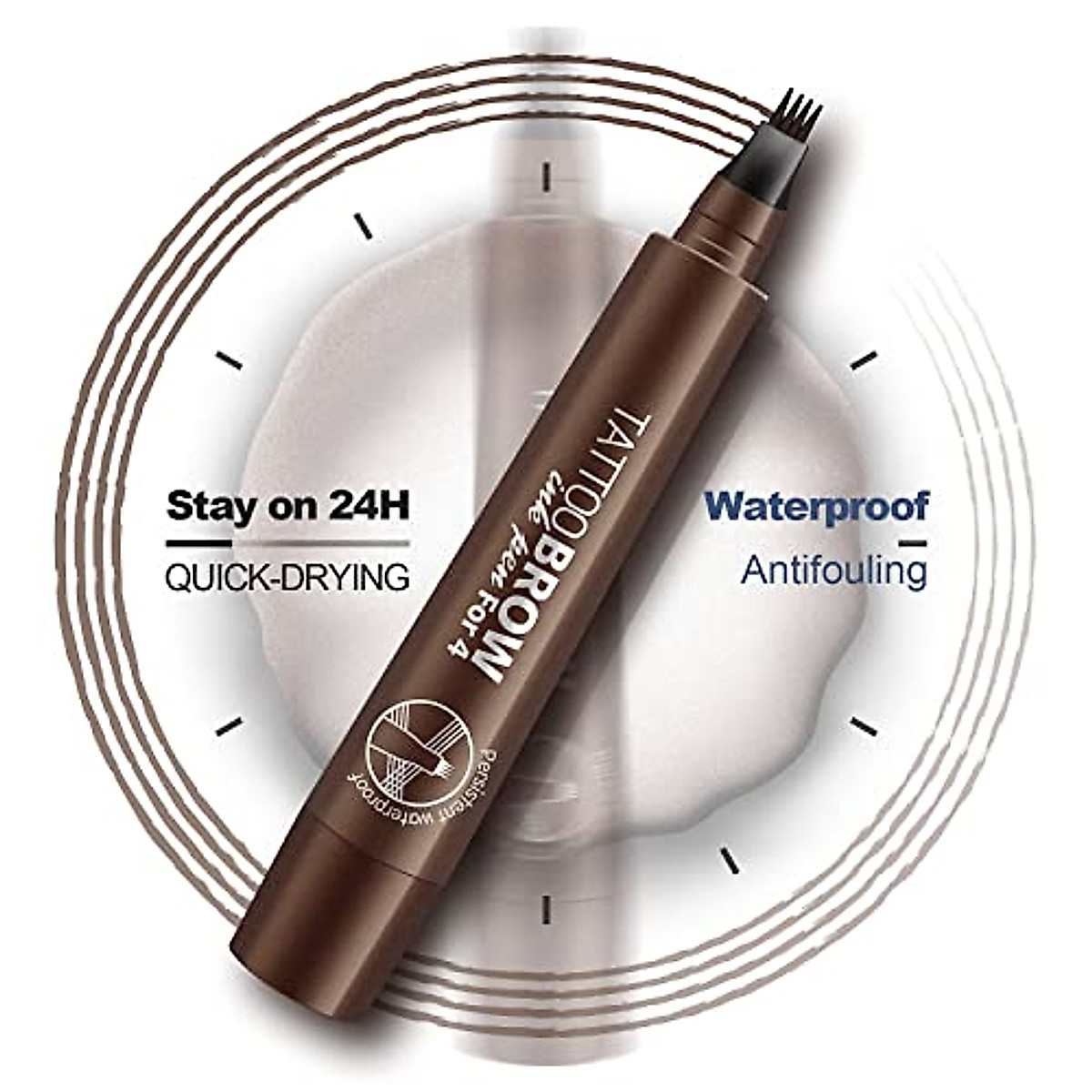 4 Point Eyebrow Pencil Dark Brown Waterproof Tint Makeup Pen Creates Natural Looking Brows and Stays on 24H