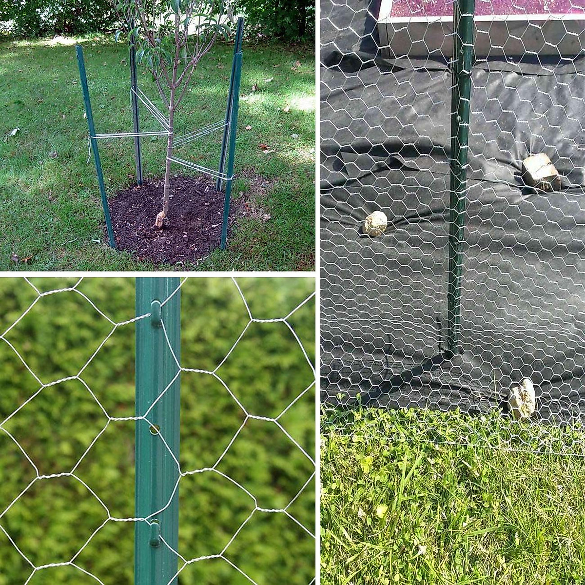 MTB Metal Fence Post Fence U Post Green 4 Feet, Pack of 5, for Garden Wire Fence U-Channel Steel Garden Post Sign Post