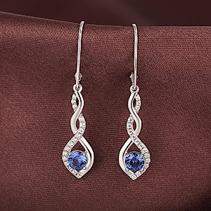 Jiamiaoi Dangle Drop Earrings for Women 925 Sterling Silver Infinity Earrings Silver Drop Earrings Women Cubic Zirconia Earrings Dangle Jewelry for Women