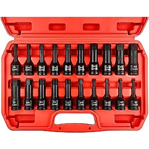 SEKETMAN 20Pcs 1/2" Drive Master Impact Hex Bit Set，Allen Bit Socket Set，1/4" - 3/4", 6mm - 19mm，SAE/Metric， Cr-Mo