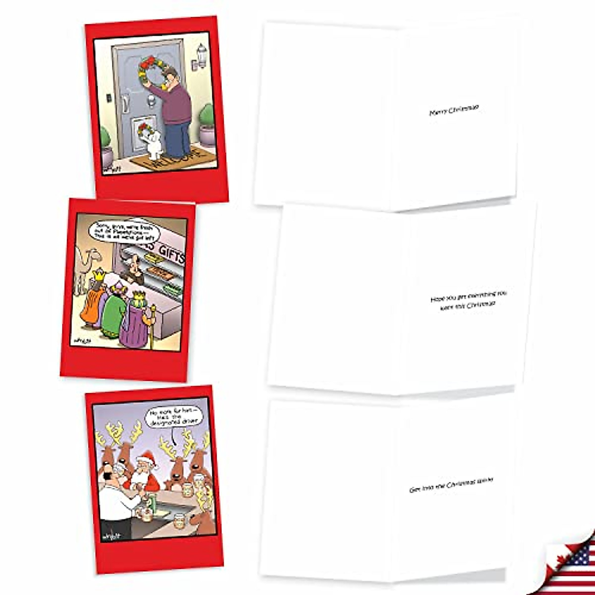 NobleWorks Variety Pack of 10 Christmas Greeting Cards with Envelopes, Adult Cartoon, Humor Holiday Assortment for Men and Women - Traces of Nuts A1250