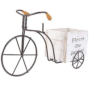 DOITOOL Bike Flower Pot Bicycle Planter Wooden Flower Box Tricycle Plant Stand Decorative Succulent Container Bonsai Bicycle Home Garden Decor Random Style (Size L)