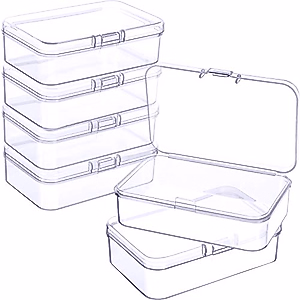 6 Pieces Mini Plastic Clear Beads Storage Containers Box for Collecting Small Items, Beads, Jewelry, Business Cards, Game Pieces, Crafts (3.27 x 2.13 x 1.02 Inch)