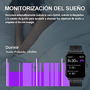 FITUP GT5S Fashion Thin and Light Smart Watch, Heart Rate, Sleep Monitoring, Blood Pressure, Blood Oxygen, IP68 Waterproof, Fitness Tracker, Support Alexa Build-in, SmartWatche(Black)