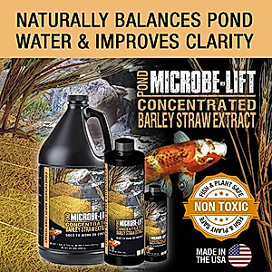 MICROBE-LIFT MLCBSEG4 Concentrated Barley Straw Extract Conditioner for Ponds and Outdoor Water Garden, Safe for Live Koi Fish, Plants, and Decorations, 1 Gallon