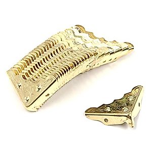 T Tulead Golden Corner Protectors 1.26-Inch Corner Bracket Box Corner Guard Protector Furniture Decorative Corner Guard Pack of 24 with Mounting Screws