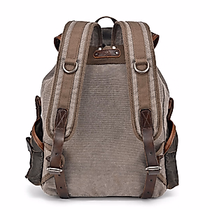 TSD The Same Direction Tapa Canvas Backpack | Vintage Backpack | Large Canvas Backpack with Genuine Leather Accents | For Laptop - Retro Backpack (Grey)