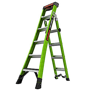 Little Giant Ladders, King Kombo 2.0 XT, Industrial, M6, 6 Ft. A Frame, 10 Ft. Extension, Fiberglass, Type 1AA, 375 lbs Weight Rating, (13936-071), Hi-viz Green