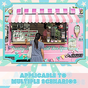 4 Pack Circus Awning Decoration 3D Awning Wall Decorations Carnival Tent Mardi Gras Circus Theme Party Decorations Carnival Stand Decor for Carnival Party Favors (Pink and White)