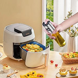 Air Fryer Silicone Liners Square - 8 Inch Reusable Silicone Air Fryer Liners 2 Pack with Oil Sprayer for Cooking Food Safe for 4 to 7 Qt Air Fryer Basket Oven Accessories