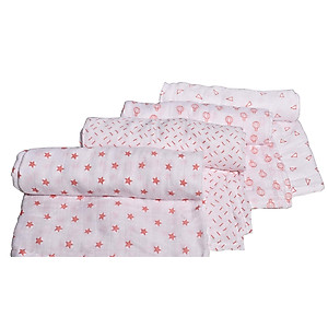 Swaddle Blankets| Receiving Blanket|Organic Cotton Breathable and Skin-Friendly Soft Muslin Swaddle Blankets for Boys| Baby Essentials, Registry & Gift | 48"x48" 2-Pack Pink Lines