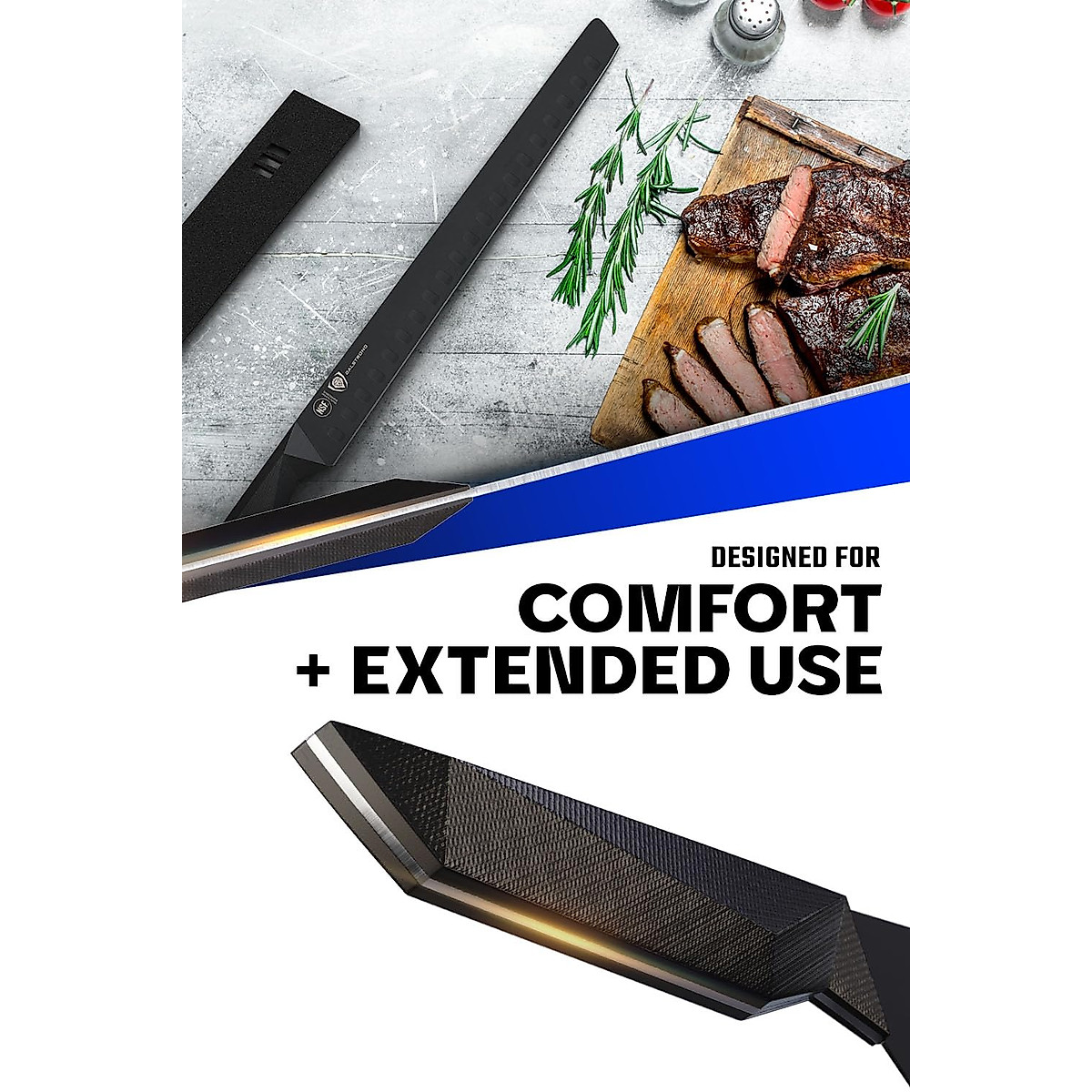 Dalstrong Slicing Knife - 12 inch - Shadow Black Series - Black Titanium Nitride Coated - High Carbon - 7CR17MOV-X Vacuum Treated Steel Carving Knife - Sheath - Kitchen Knife Slicer - NSF Certified