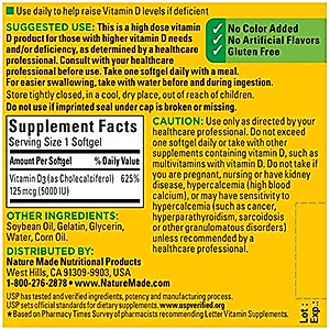 Nature Made Vitamin D-3 5000IU 220 Count Softgels