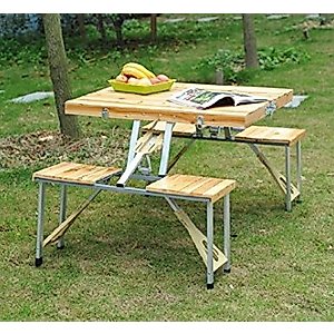Outdoor Garden Wooden Portable Folding Camping Picnic Table with 4 Seats