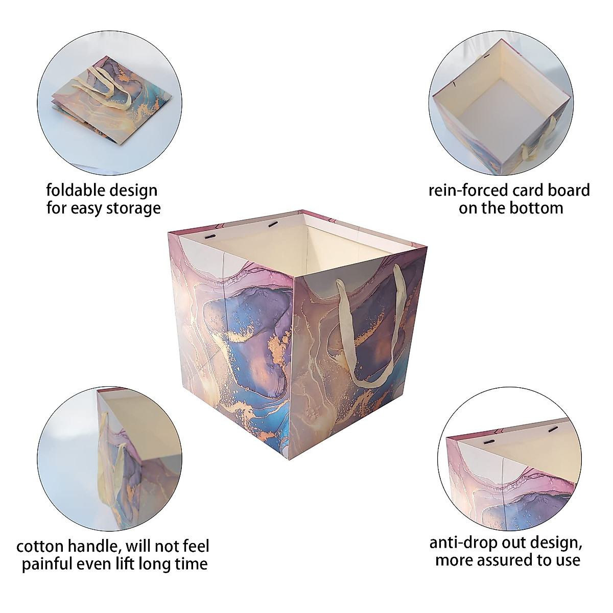 RUIFYRAY Extra Large Gift Bag, 11.8" Square Reusable Big Bag with Handle, for Wedding, Birthday, Presents, Father's Day, Thanksgiving, Christmas, New Year's, Holiday Gifts