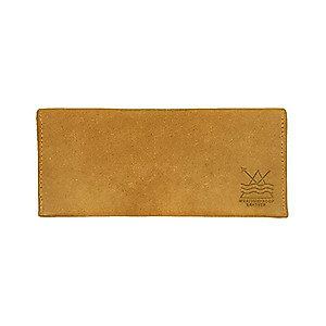 Weatherproof Leather, Long Utility Pouch Handmade from Suede Leather - Old Tobacco
