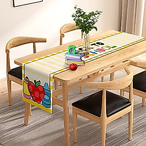 Pudodo Back to School Table Runner Apple First Day of School Kids Students Classroom Party Dinning Room Home Decoration (13" x 72")
