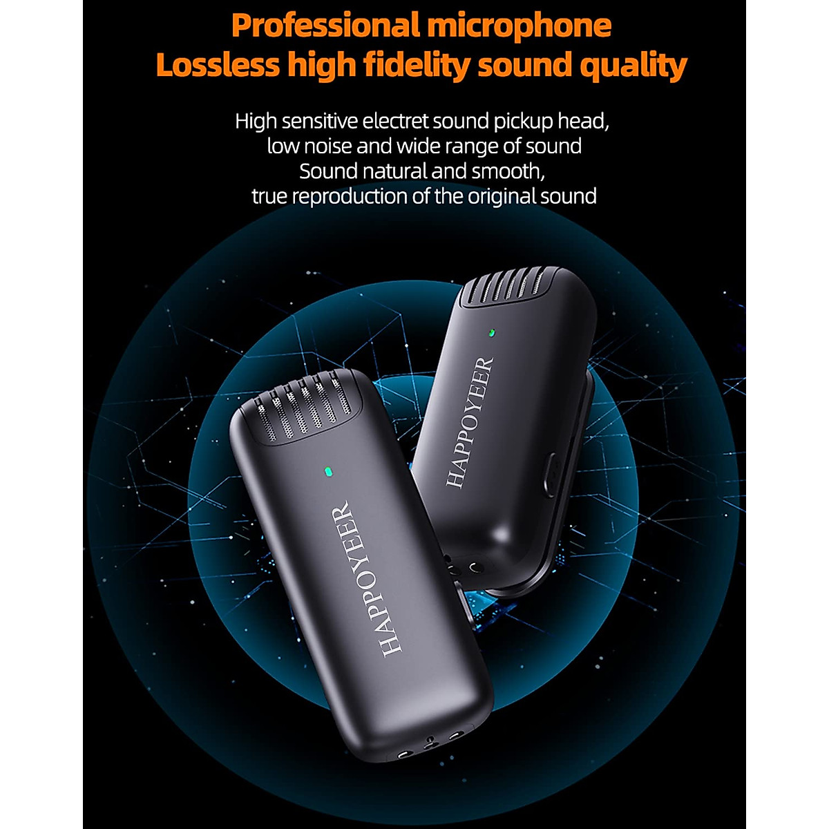 2-in-1 Professional Wireless Lavalier Microphone for Smartphone Android Computer Mini Lapel Recording Wireless Mic with Charging Case for YouTube Facebook Live Stream Video Recording Plug & Play