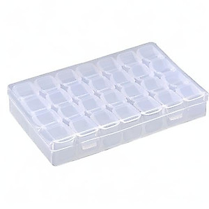 Qtopun Diamond Painting Storage Containers, 28 Grids 4 in Row Bead Container Plastic Organizer Box Craft Case for Fishing Tackles, Beads, Seeds, Nail Diamond